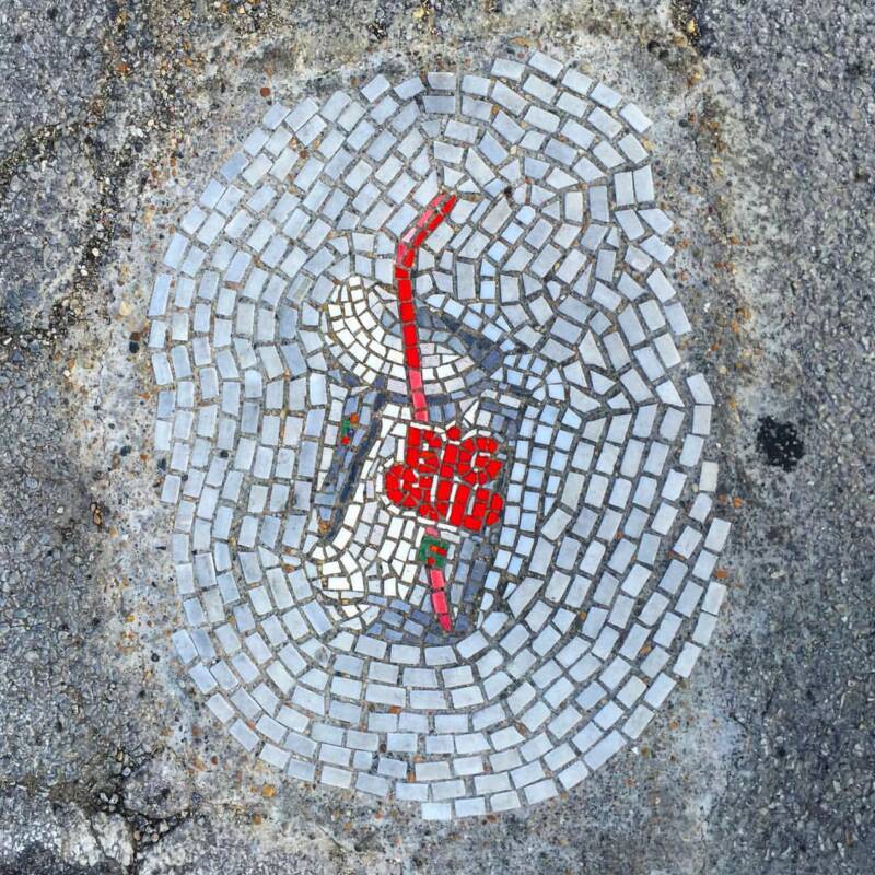 Chicago Guerrilla Artist Jim Bachor Fills Potholes With Whimsical Mosaics