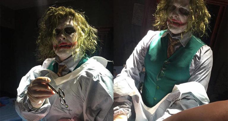 Doctor Dressed As Joker Delivers Baby On Halloween Doctor Dressed As Joker Delivers Baby On Halloween