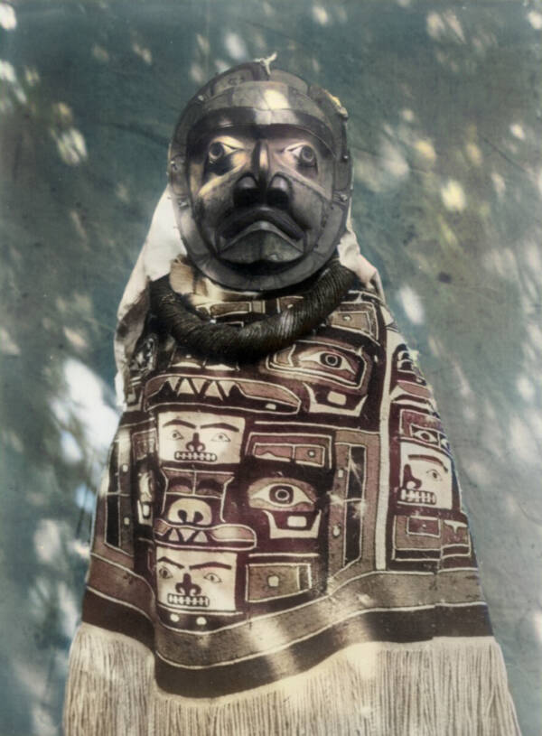 33 Colorized Photos Of Native American Masks From The Early 1900s