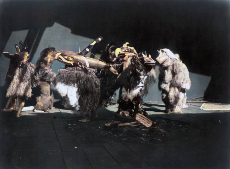 33 Colorized Photos Of Native American Masks From The Early 1900s