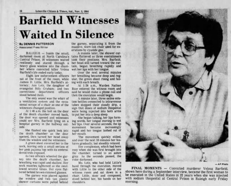 The Shocking Crimes Of Velma Barfield, The "Death Row Granny"