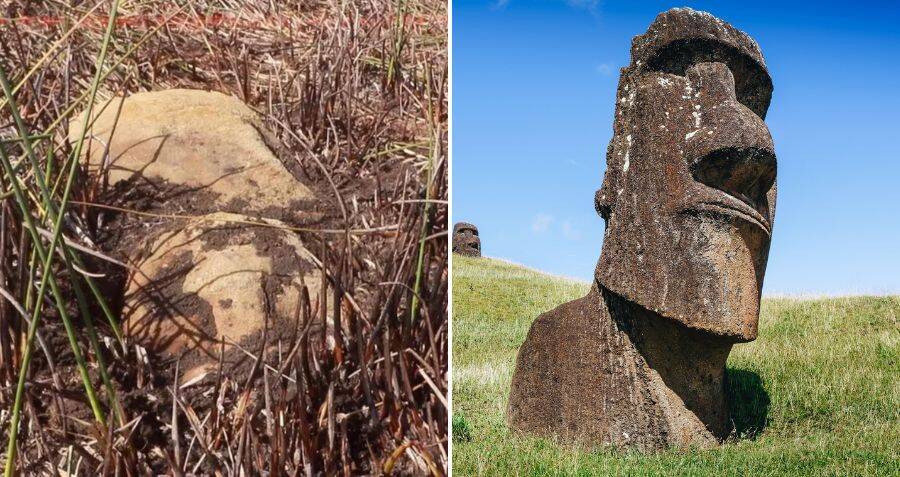 New Moai Statue Discovered In Dried-Up Volcanic Crater Lake