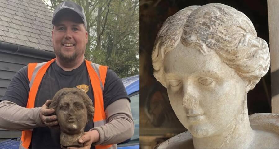 1,800-Year-Old Roman Statue Head Unearthed At Burghley House
