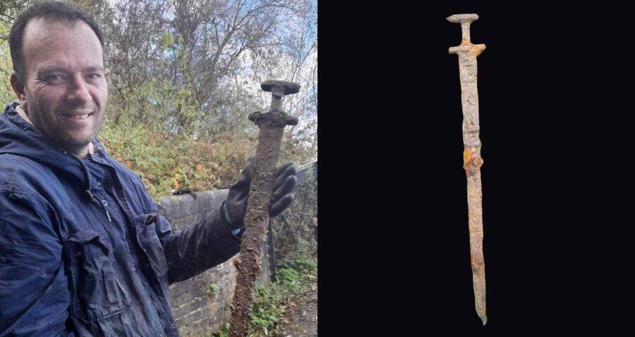 1,100-Year-Old Viking Sword Pulled From River By Magnet Fisher