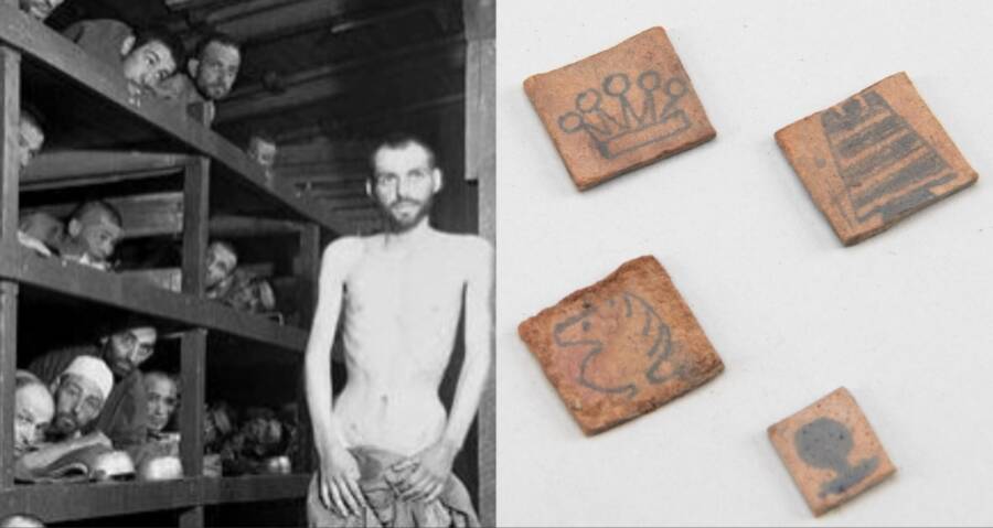 Handmade Cardboard Chess Pieces Found At Auschwitz