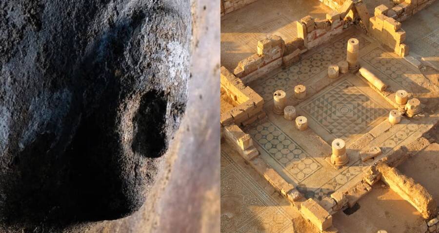 Plaster Face Found On Wall Of Ancient Libyan Villa