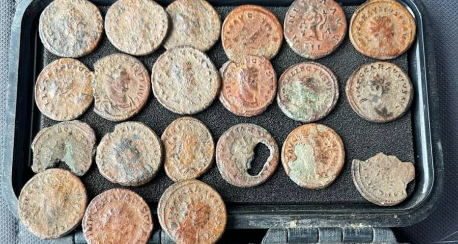 English Metal Detectorist Finds Hoard Of 50 Roman Coins