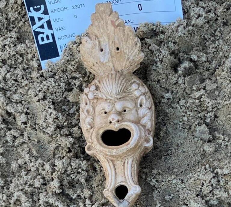 Roman Lamp Shaped Like Theater Mask Found In The Netherlands